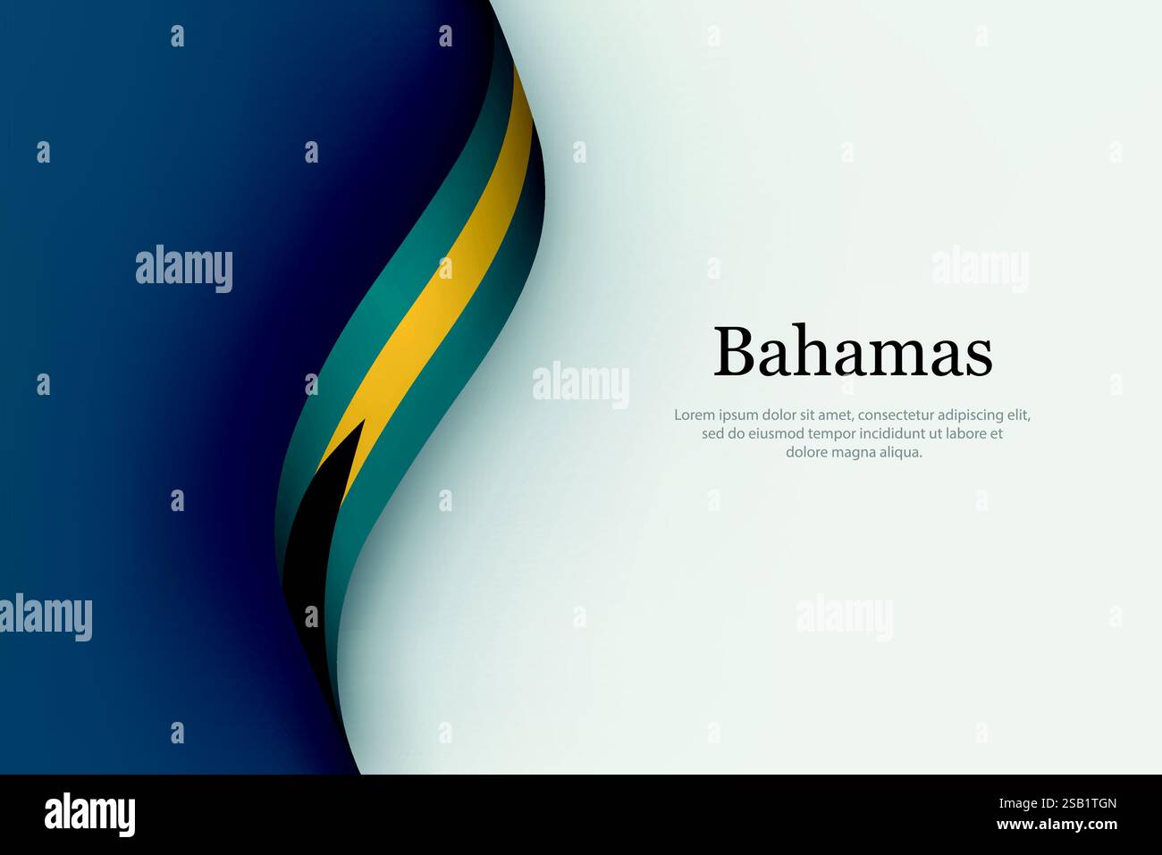Bahamas flag on Waving ribbon. Template for independence day Stock ...