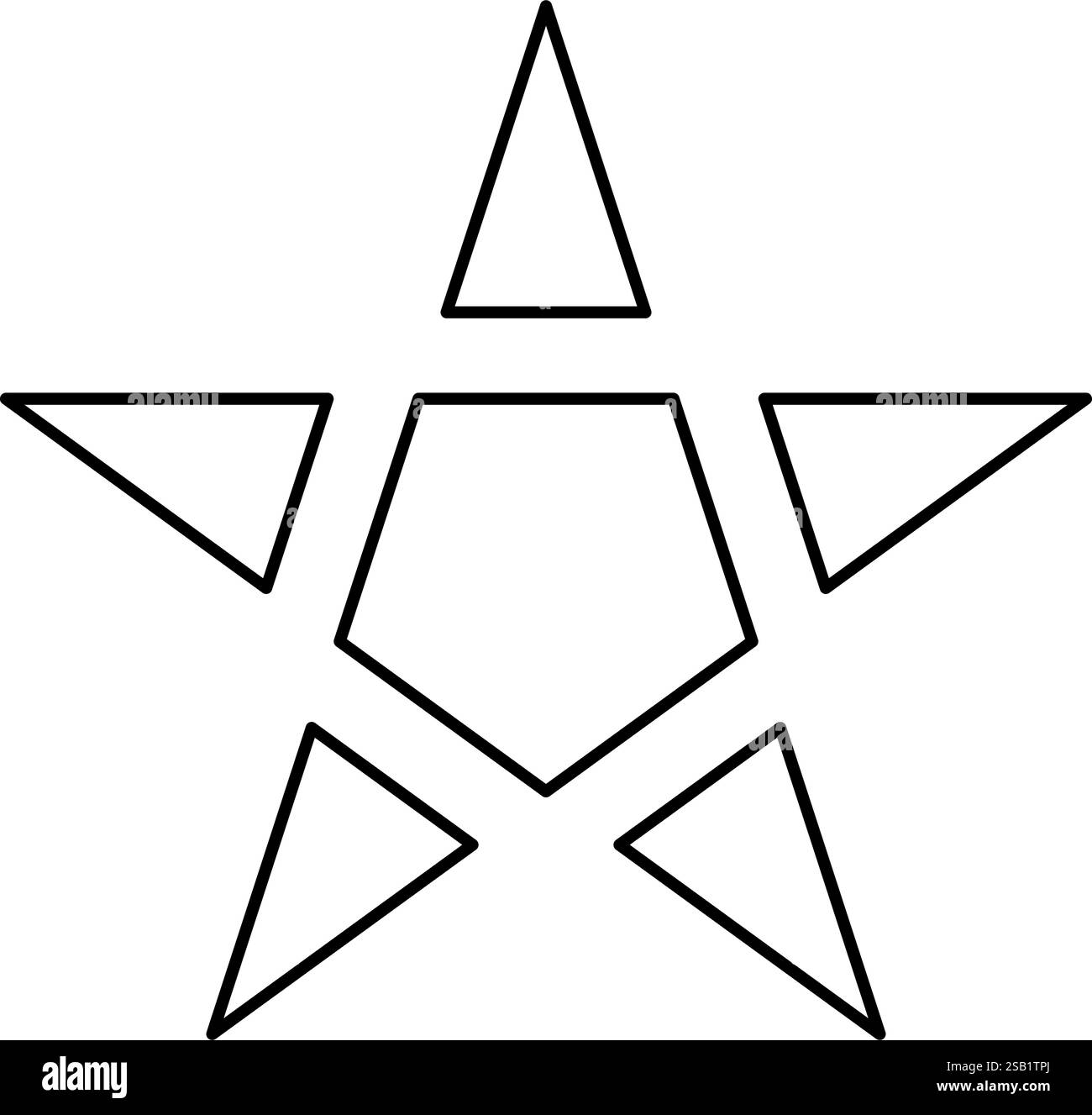 Pentagram Neo paganism sign five pointed star contour outline line icon ...