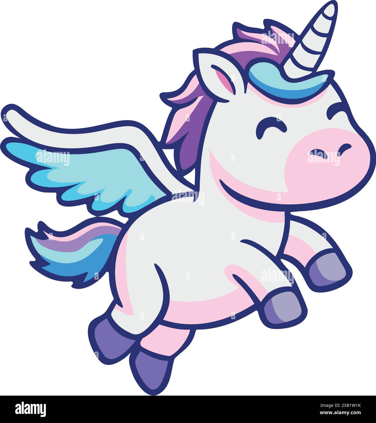 Flying baby unicorn with magical wings illustration Stock Vector Image ...