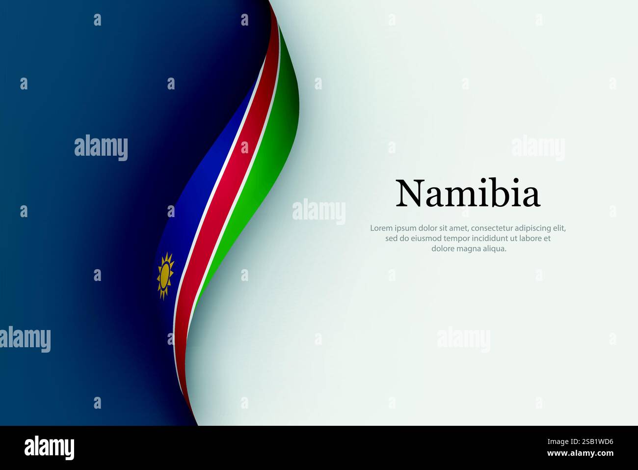 Namibia flag on Waving ribbon. Template for independence day Stock ...