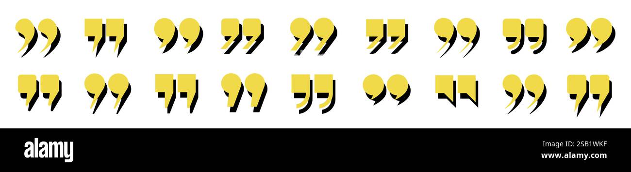 A set of quotation marks in yellow and black on a light background ...