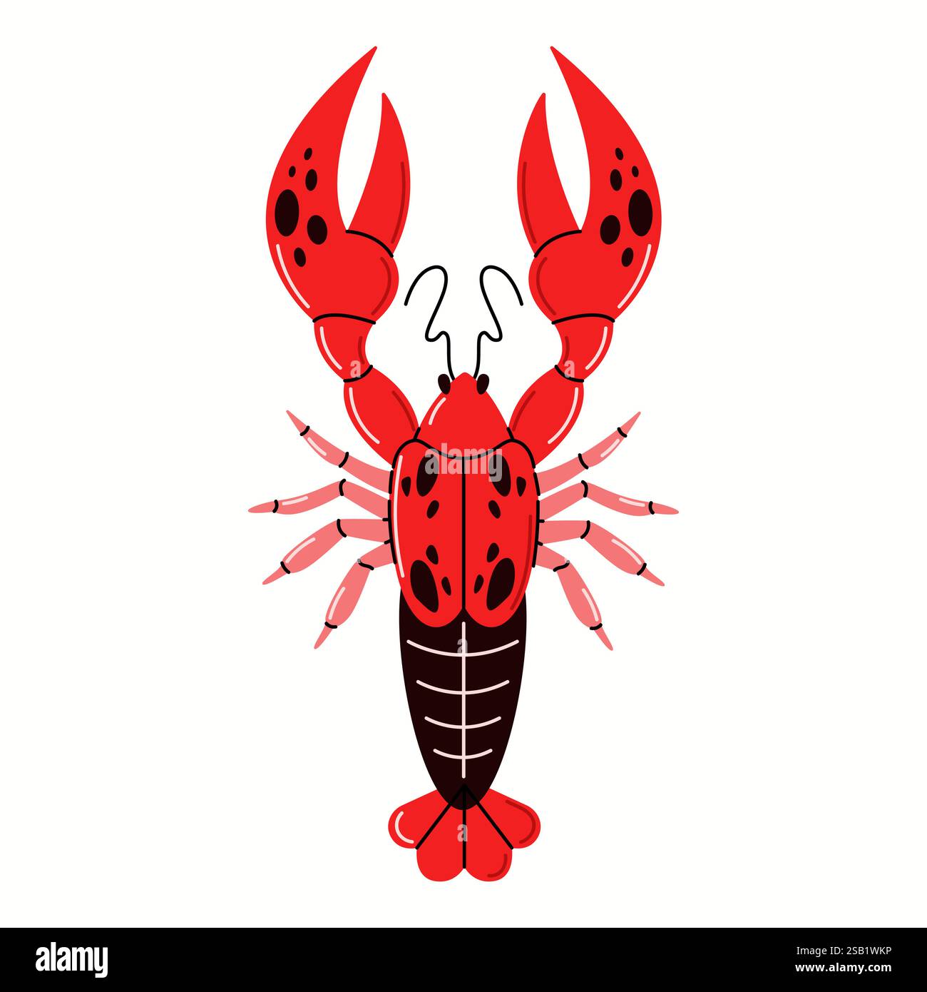Red lobster with open claws flat color vector character. Cartoon ...