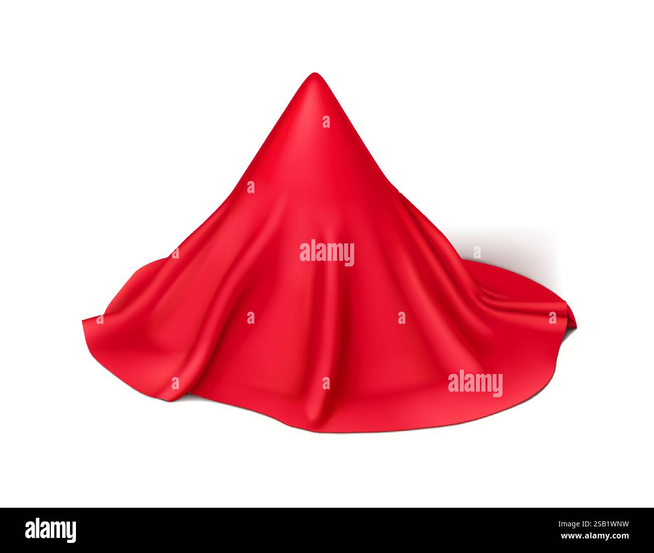 Smooth red silk tablecloth draping over cone realistic vector ...