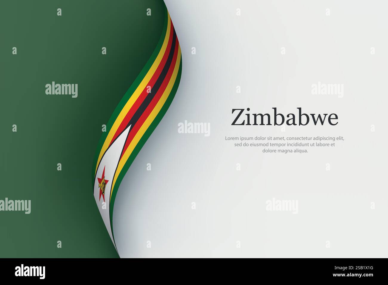 Zimbabwe flag on Waving ribbon. Template for independence day Stock ...