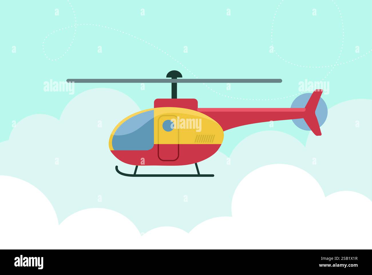 Helicopter aircraft vehicle flying in the sky. Simple flat vector ...