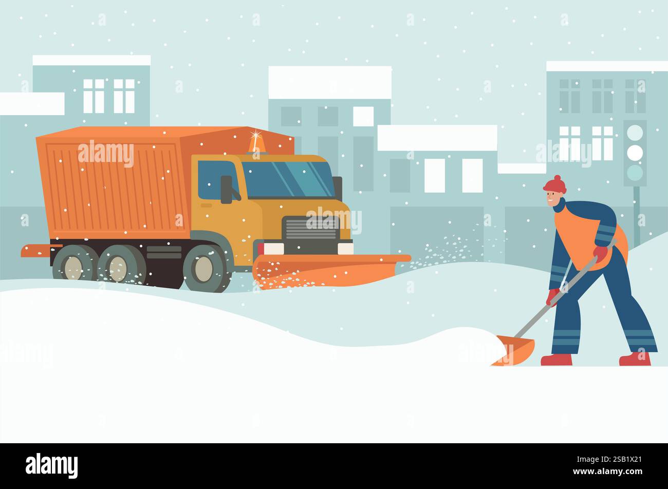 Truck in snowstorm Stock Vector Images - Alamy