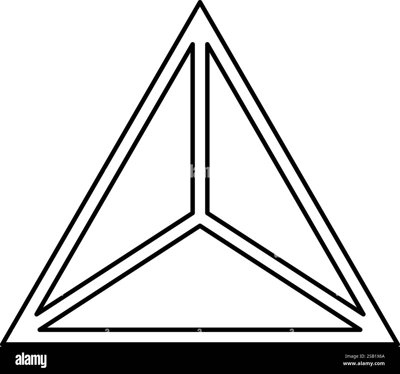 Pyramid shape triangle view from above Sacred geometry contour outline ...