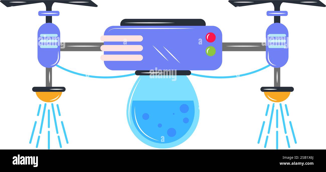 Agricultural drone spraying water illustration Stock Vector Image & Art ...