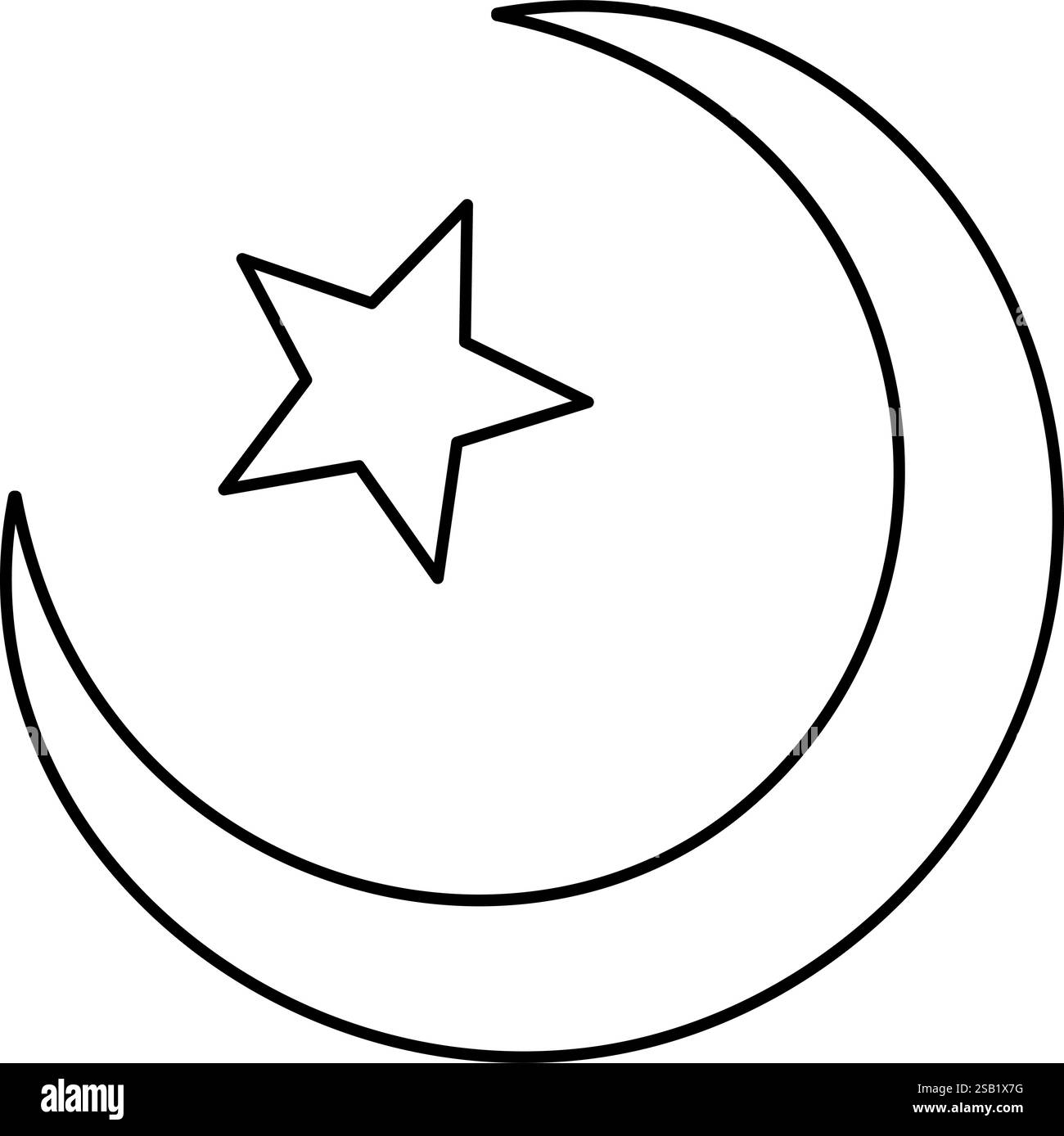 Symbol Alem Islam Halfmoon Arabic moon and star contour outline line ...