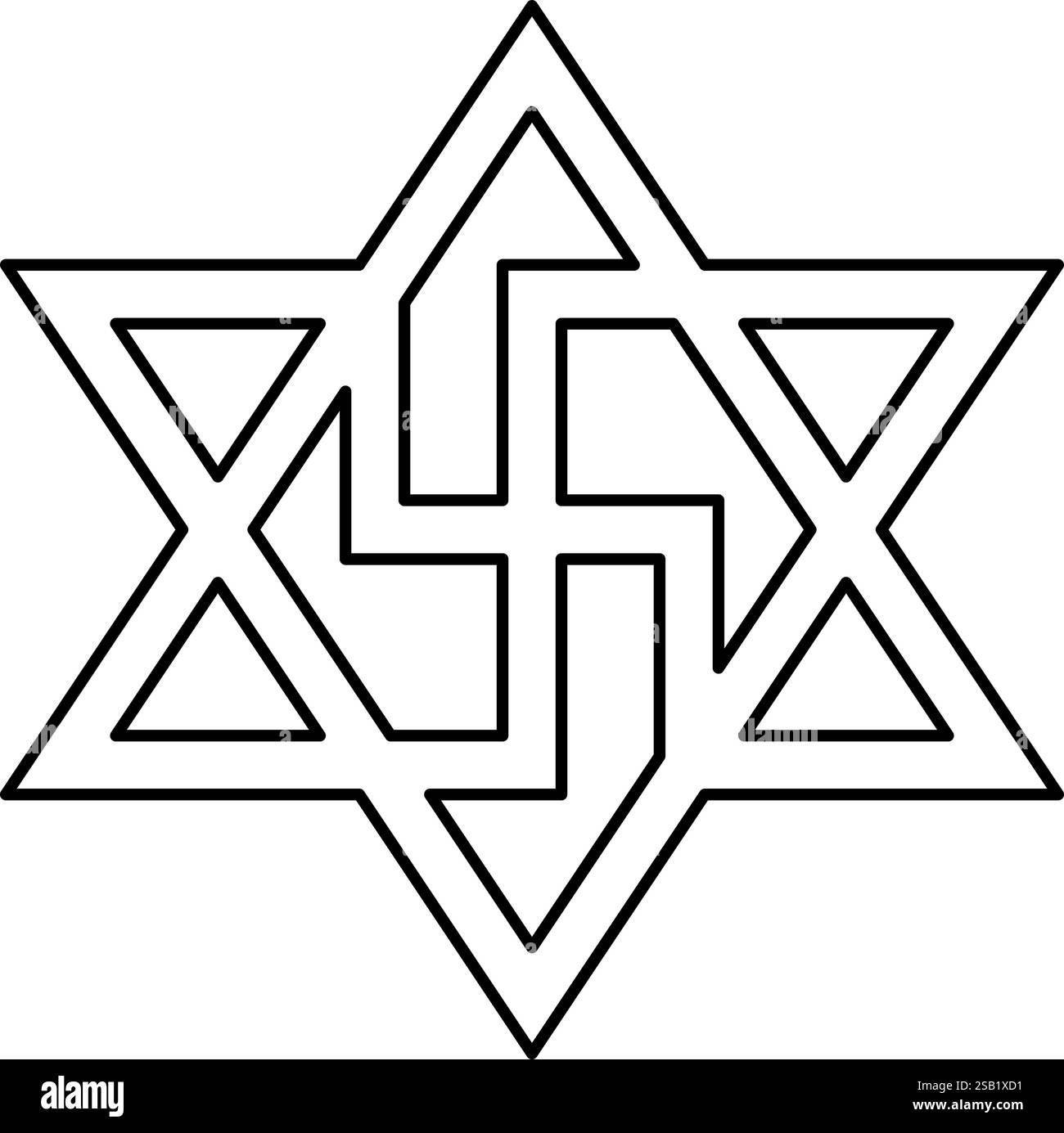 Raelism symbol David star of the galaxy Raeliteli contour outline line ...