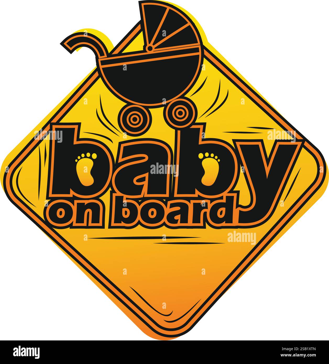 Vibrant yellow sign features baby carriage and bold lettering Stock ...