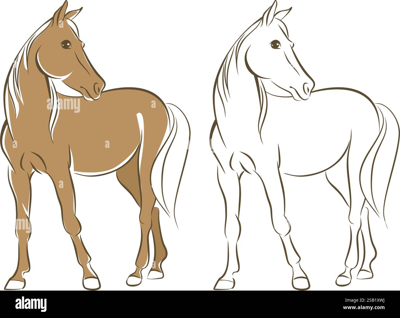 Beautiful horse line drawing. Simple vector illustration Stock Vector ...