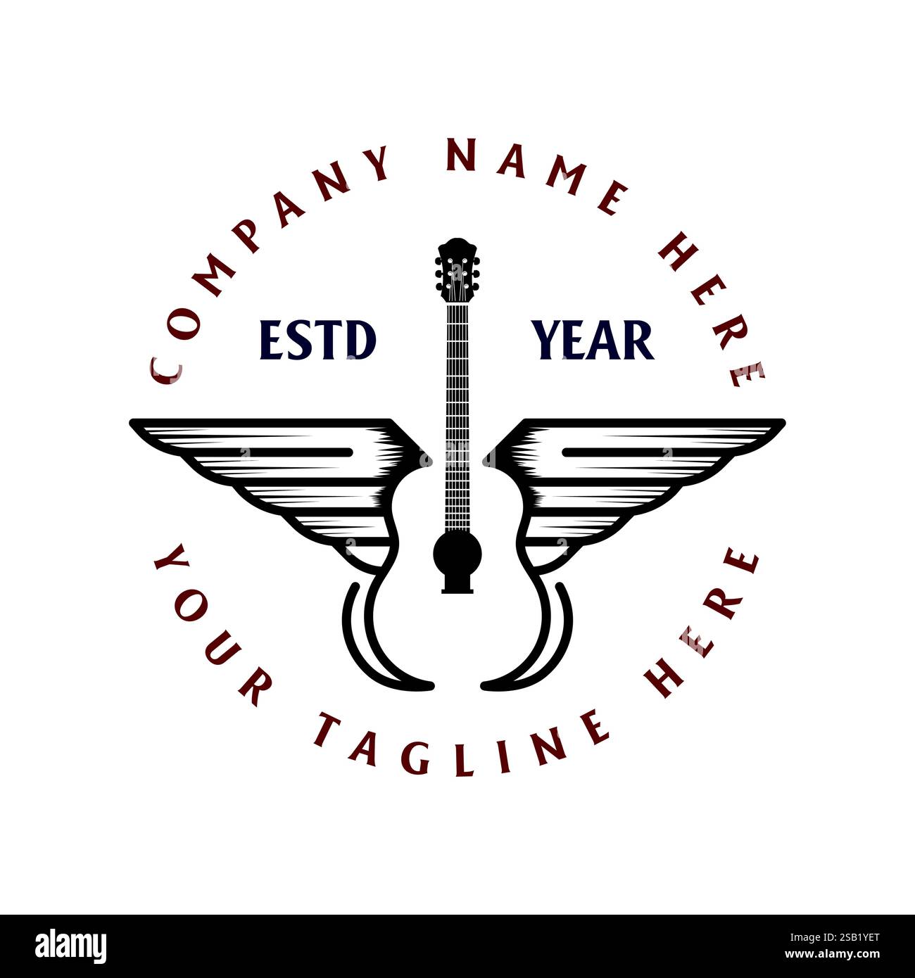 Vintage Retro Guitar Wing Wings for Music Band Concert Festival Logo ...