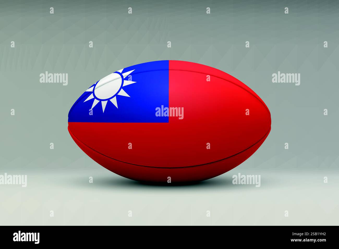 Taiwan rugby ball featuring the national flag design on a gray ...