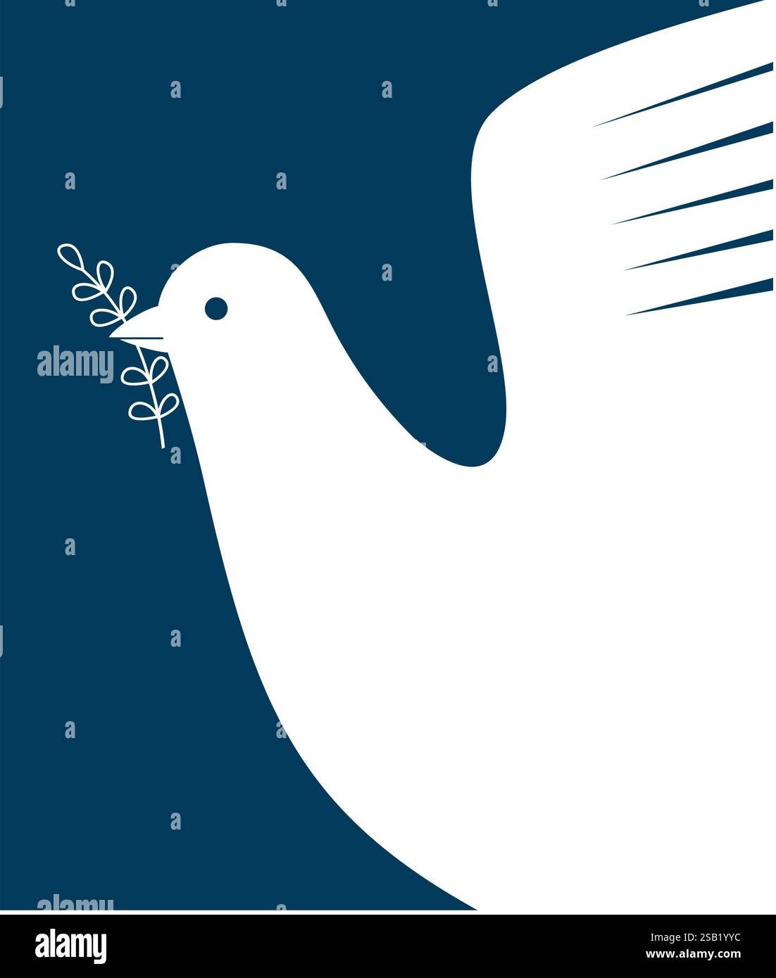 Flying Dove with olive leaf as a symbol of peace. No war sign. Simple ...