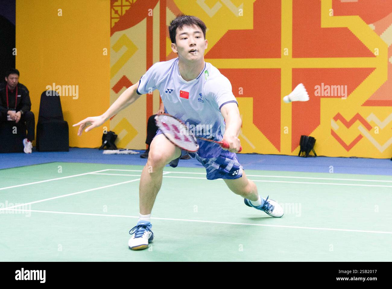 Bangkok, Thailand. 31st Jan, 2025. Wang Zheng Xing of China plays against Srikanth Kidambi of ...