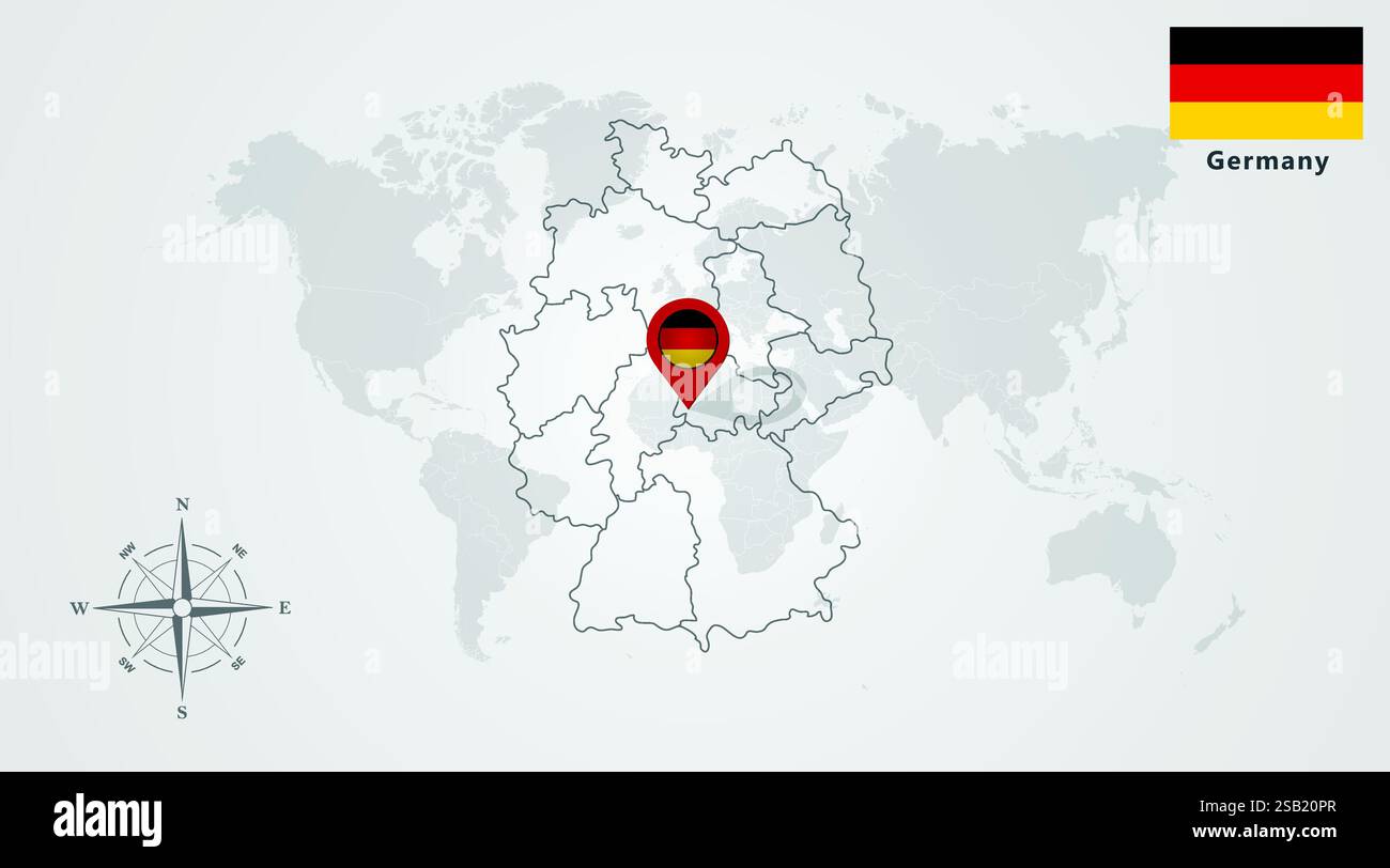 Germany flag icon design with map outline, Template with the national flag and map Stock Vector ...
