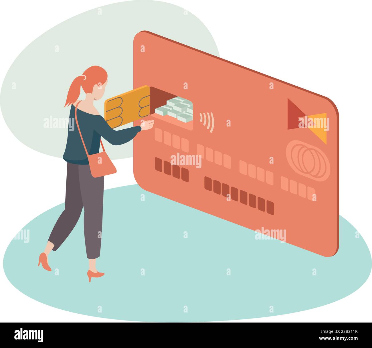 Woman using credit card Stock Vector Images - Alamy