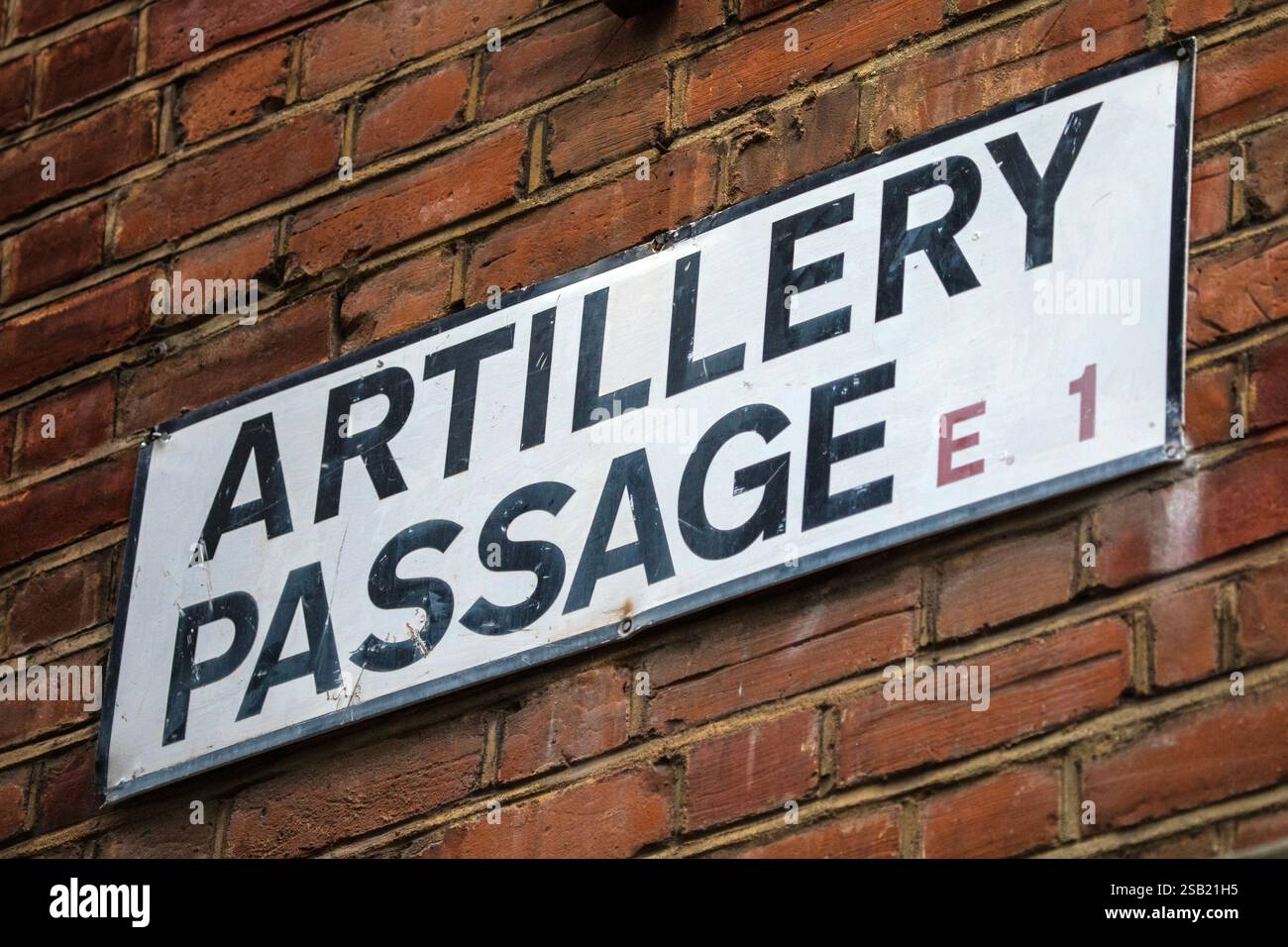 Street sign for Artillery Passage in the Spitalfields area of London ...