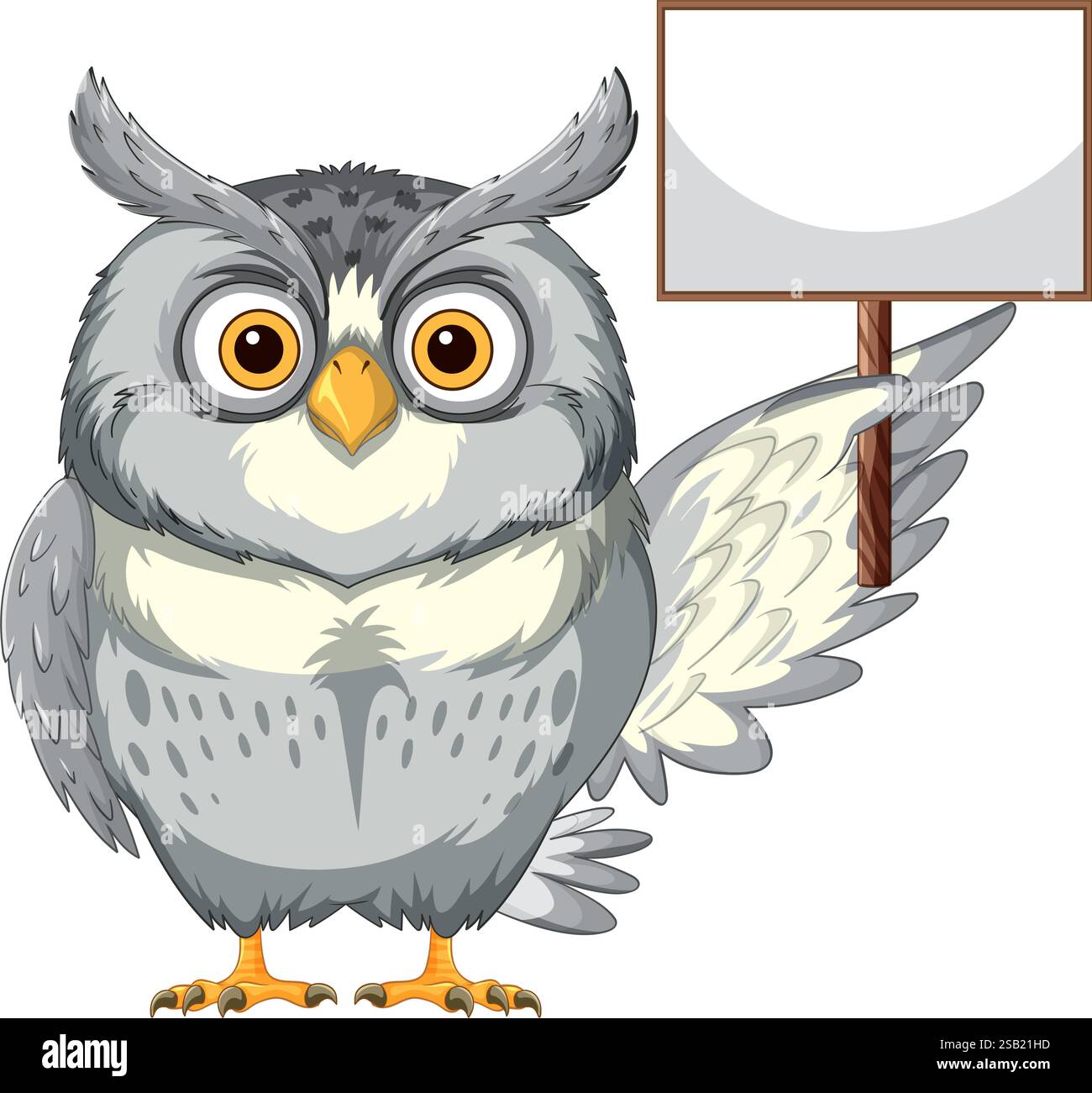 Cartoon owl with a blank wooden sign Stock Vector Image & Art - Alamy