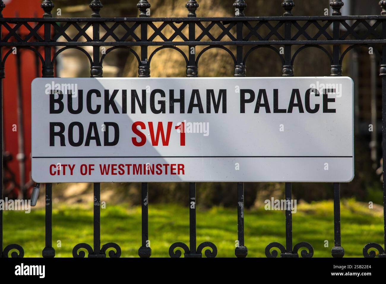London, UK - April 19th 2024: Street sign for Buckingham Palace Road in ...