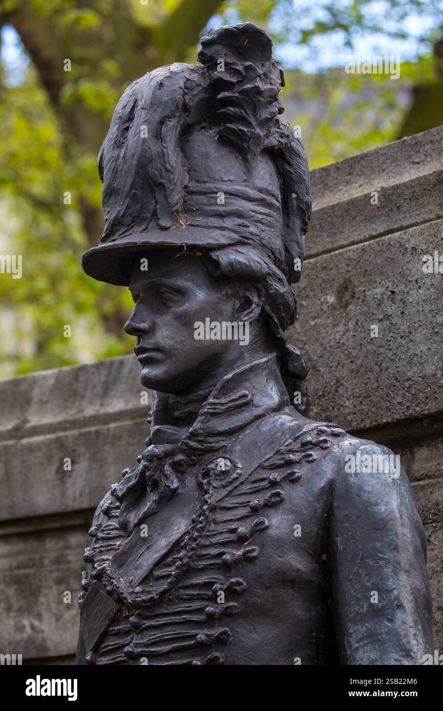 London, UK - April 19th 2024: One of the statues of the Rifle Brigade ...