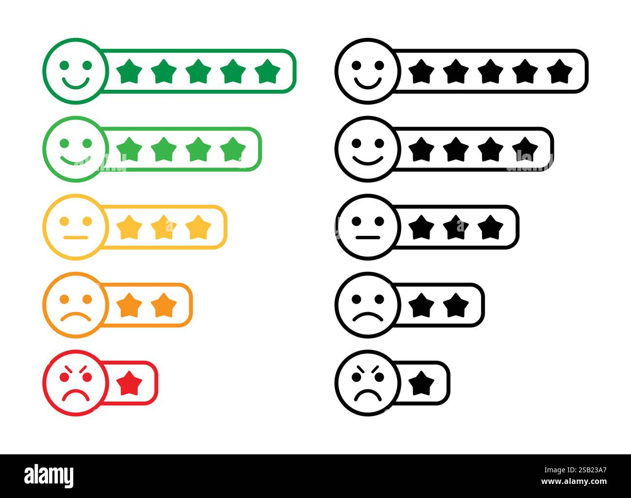 Feedback concept. Five stars rating and emoji scale for web and mobile app. Feedback consumer or ...