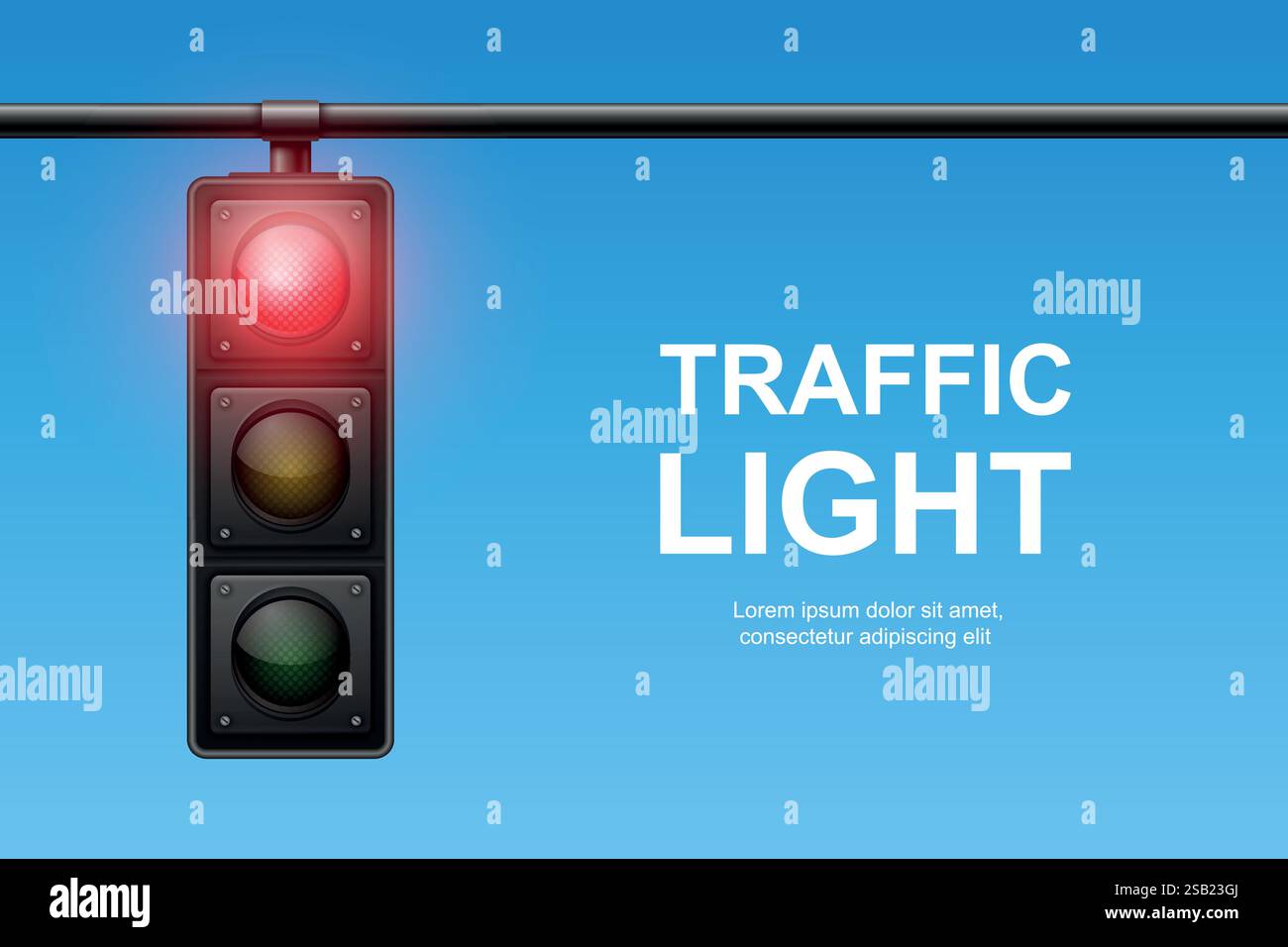 Vector Realistic Traffic Light with Red Light On. Pedestrian Signal in ...