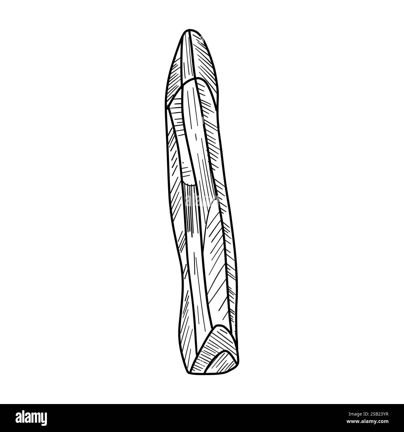Hand-drawn crystal illustration with sharp lines and a monochrome ...