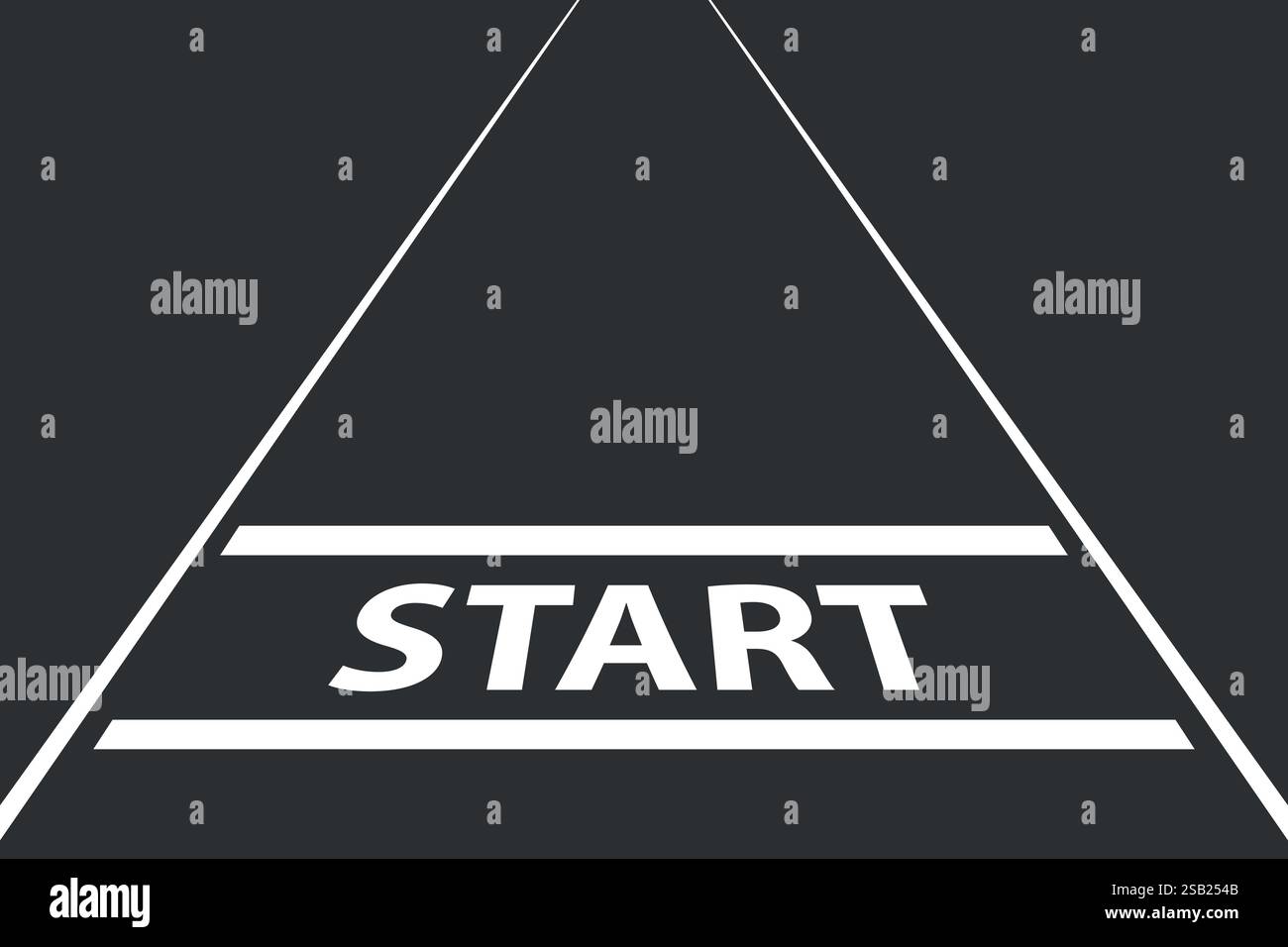 Minimalistic start line design on a dark track background with bold ...