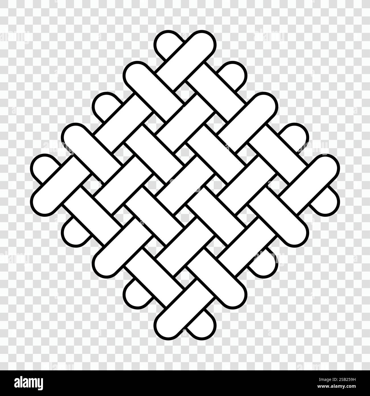 Outline style pattern of interlacing threads, symbolizing fabric ...