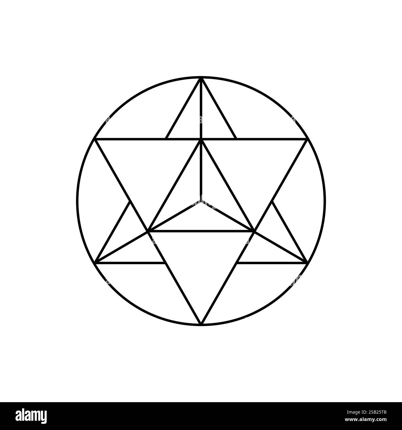 Black outlined Merkaba symbol, featuring an interlocked star ...