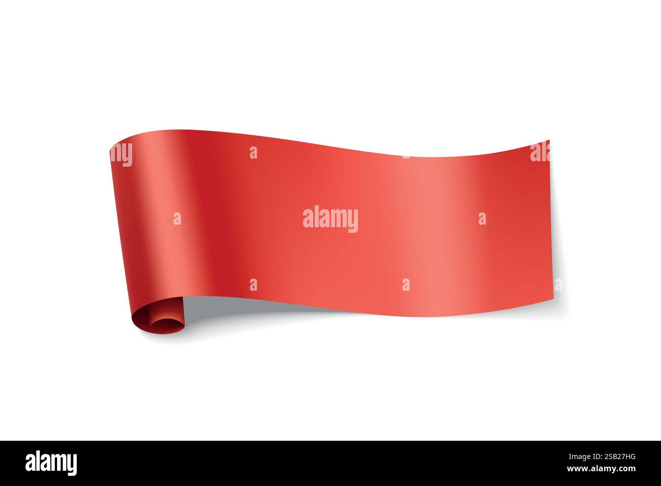 A vibrant red scroll with a smooth, curved surface and rolled edge ...