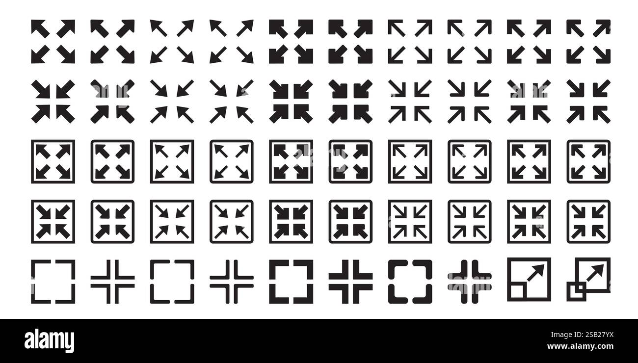 Full screen and exit full screen icon set Stock Vector Image & Art - Alamy