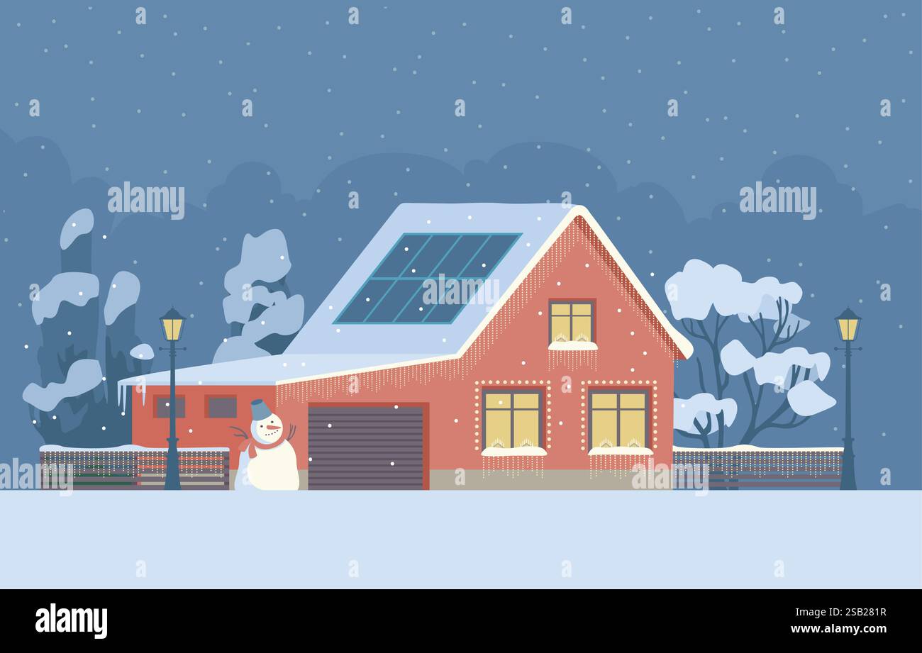 Solar panel in snow Stock Vector Images - Alamy