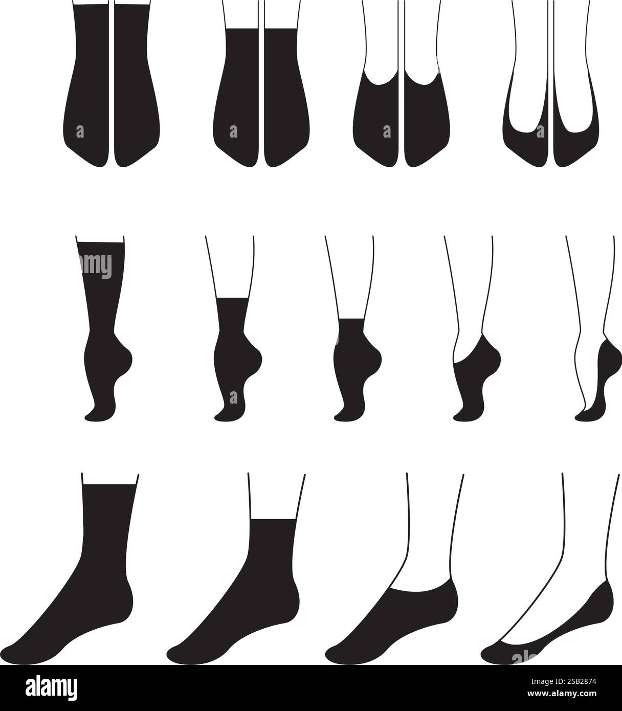 Set of various socks. Different types of women's socks, tights and ...