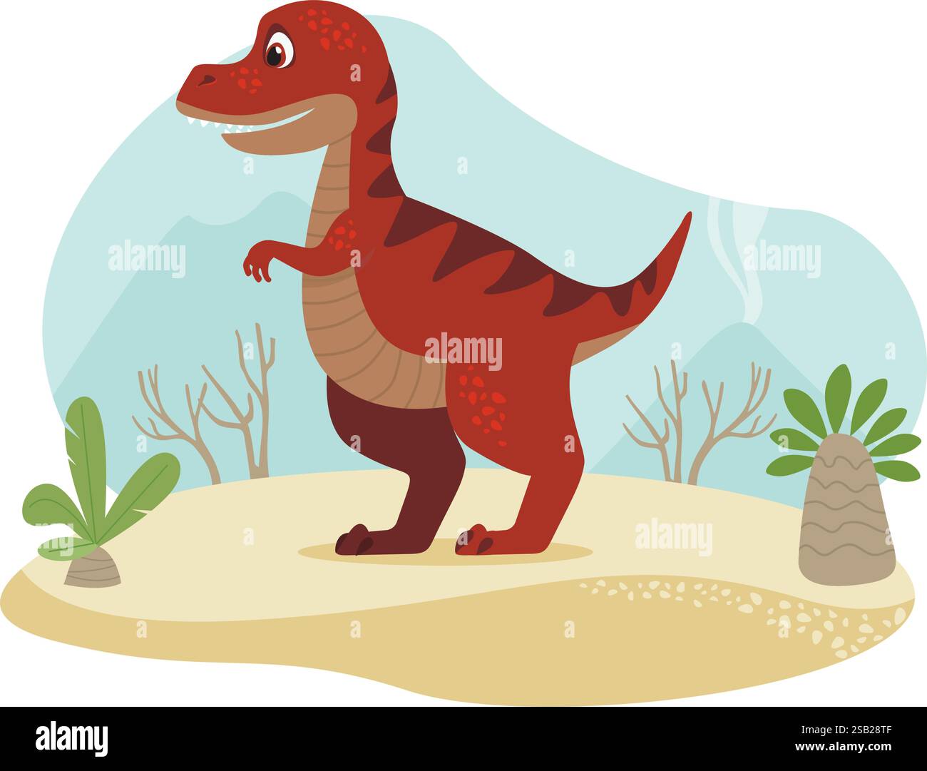 Tyrannosaurus Rex Dinosaur Vector Illustration. T-rex dino cartoon ...