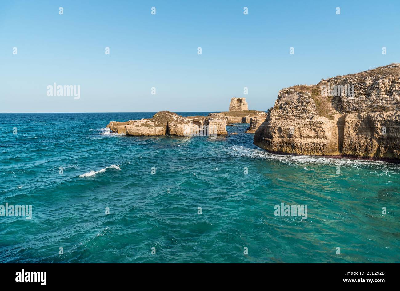 Landscape of the Adriatic Sea with a view of Roca Vecchia, in the ...
