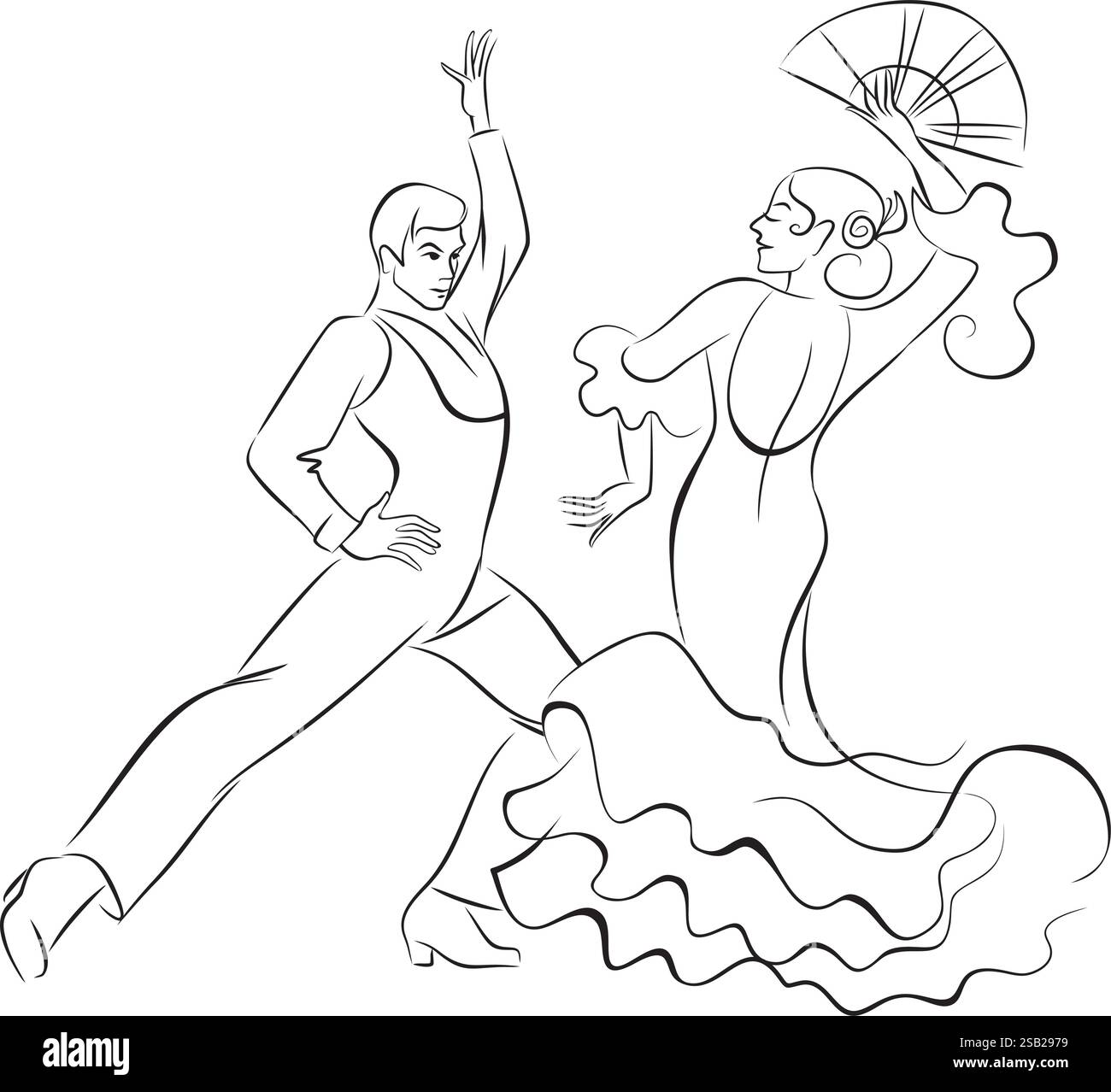 Flamenco dancers. Man and woman dancing flamenco in Spanish traditional ...