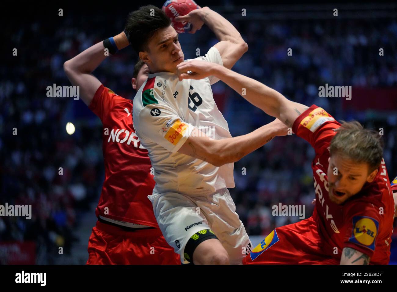 Portugal's Francisco Costa makes a shot during a semifinal match ...