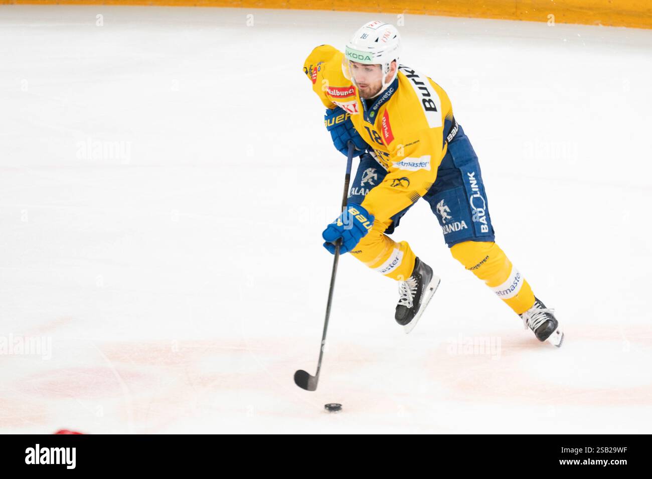 Lausanne, Switzerland. , . Filip Zadina (offense) of HC Davos #18 in ...