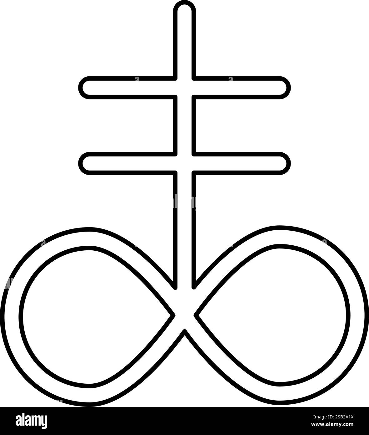 Satanic Cross Theistic satanism symbol contour outline line icon black ...