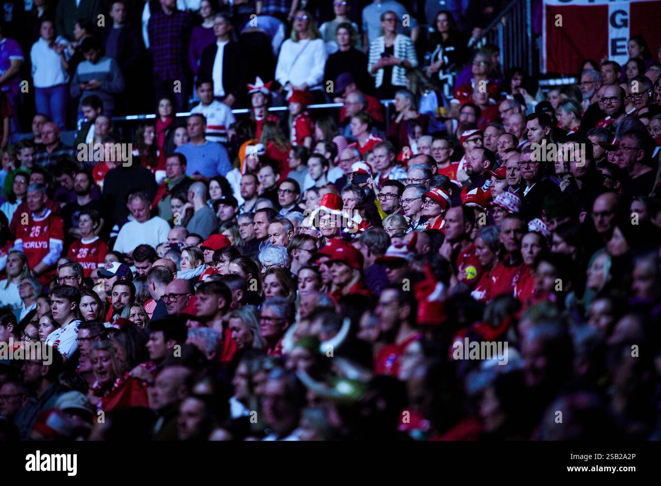 Fornebu 20250131. Denmark's supporters during the semi-final of the ...