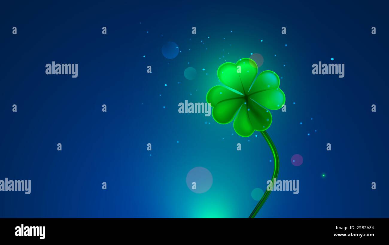 Four-leaf clover against clear evening sky. Magic 4 leaf clover that ...