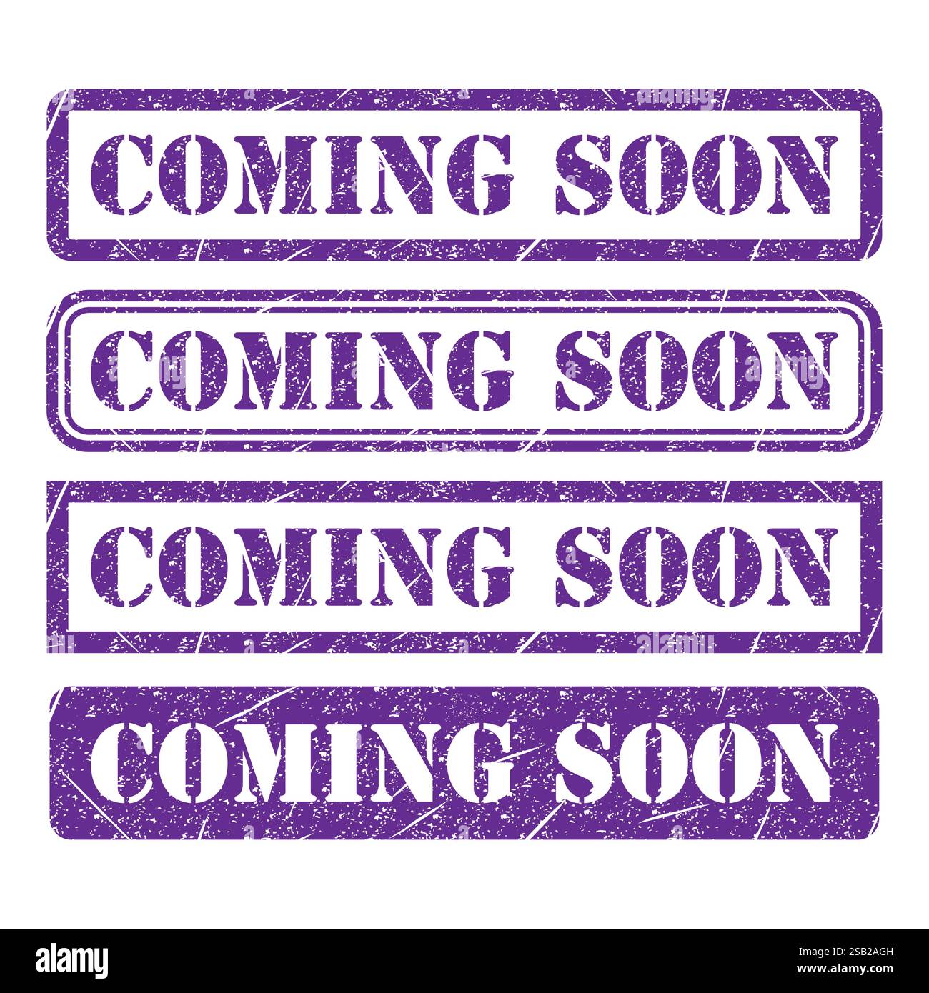 Set of coming soon stamp symbol, label sticker sign button, text banner ...