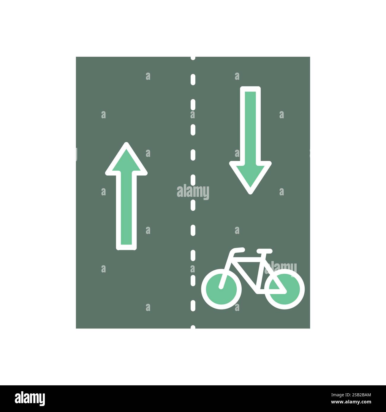 Bike paths black line icon. Vector isolated element. Editable stroke ...