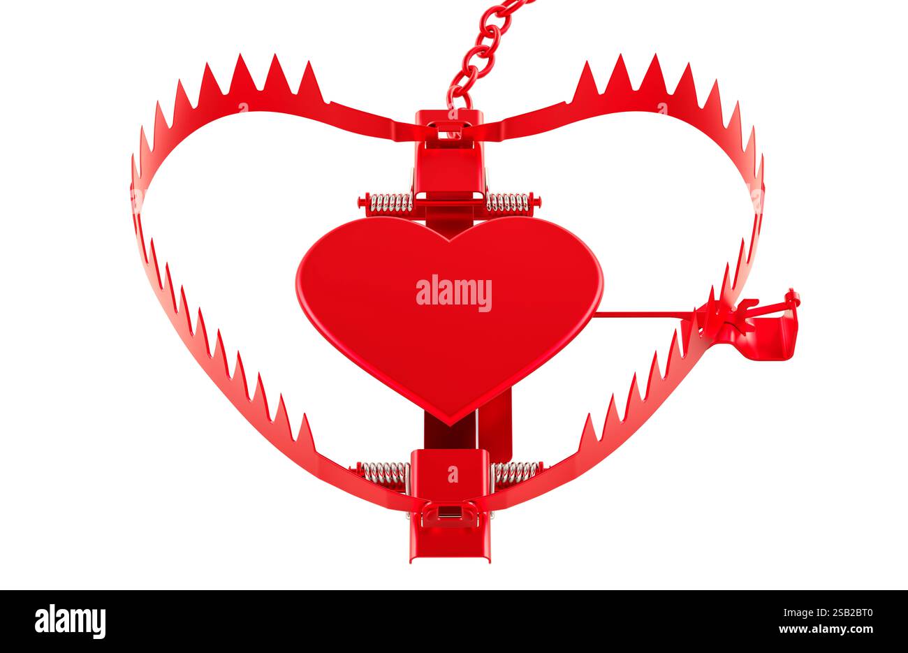 Heart shaped trap, love trap concept. 3D rendering isolated on white ...