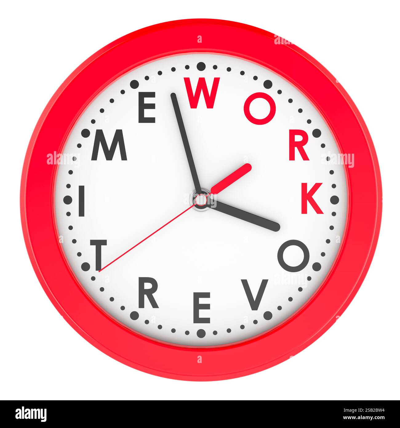 Work overtime, concept. Wall clock with inscription. 3D rendering ...