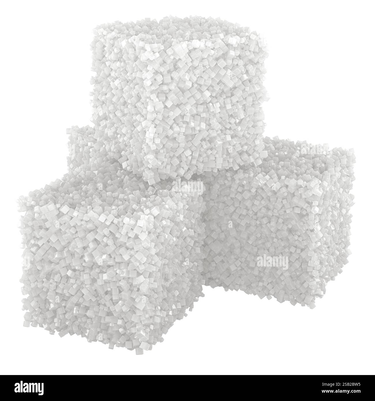 Stack of white sugar cubes, 3D rendering isolated on white background ...