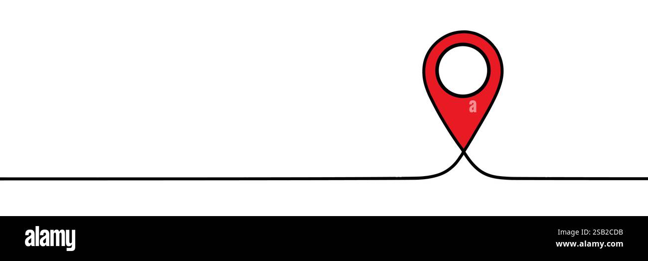 Location pins, geotag sign line continuous drawing vector. One line ...